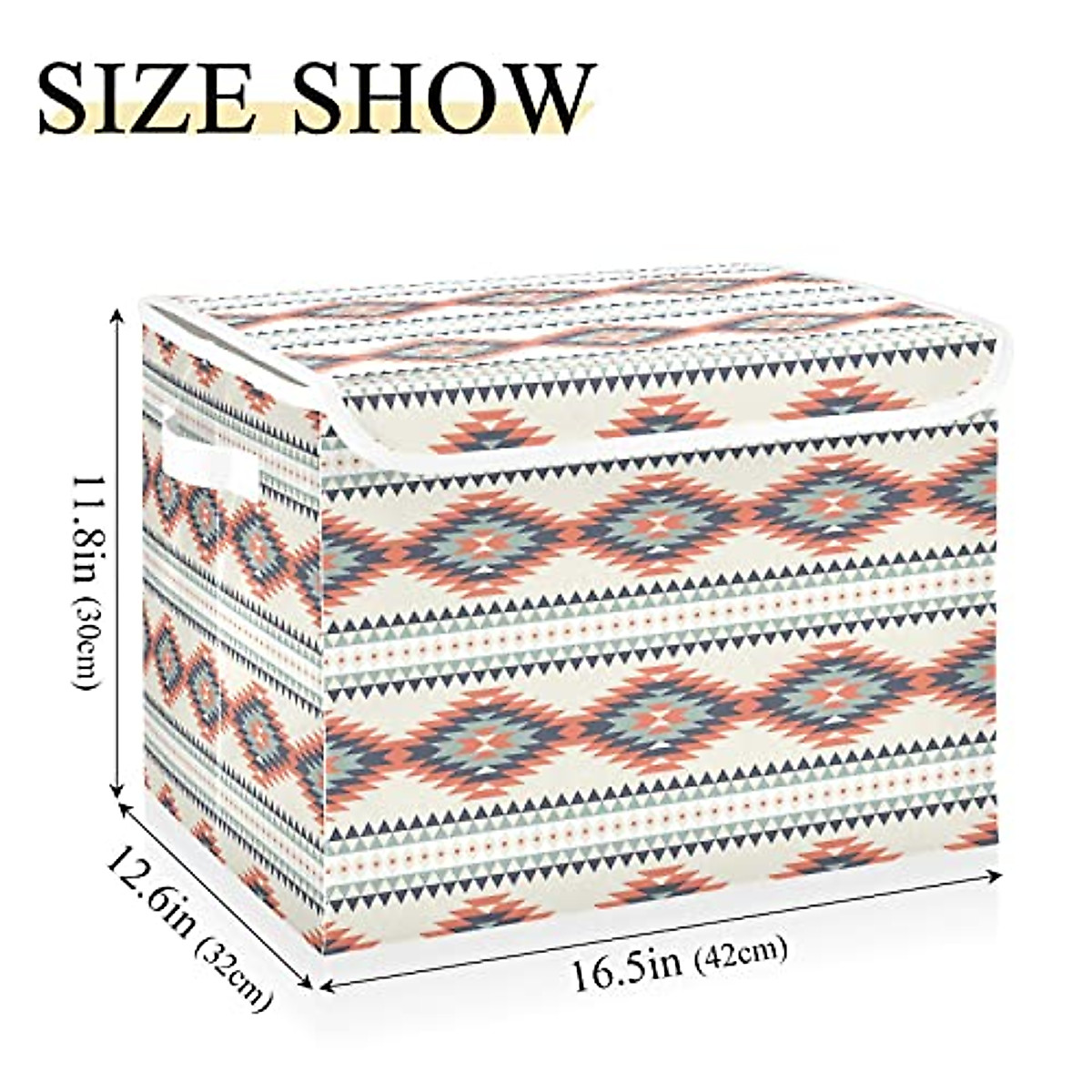 Kigai Aztec Pattern Storage Bins with Lids and Handles 17x13x12 In Foldable Fabric Storage Basket Toys Clothes Organizer for Shelves Closet Home Bedroom Office