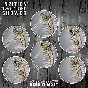 Delta Faucet Linden 17 Series Dual-Function Tub and Shower Trim Kit, Shower Faucet with 4-Spray In2ition 2-in-1 Dual Hand Held Shower Head with Hose, Champagne Bronze T17494-CZ-I (Valve Not Included)