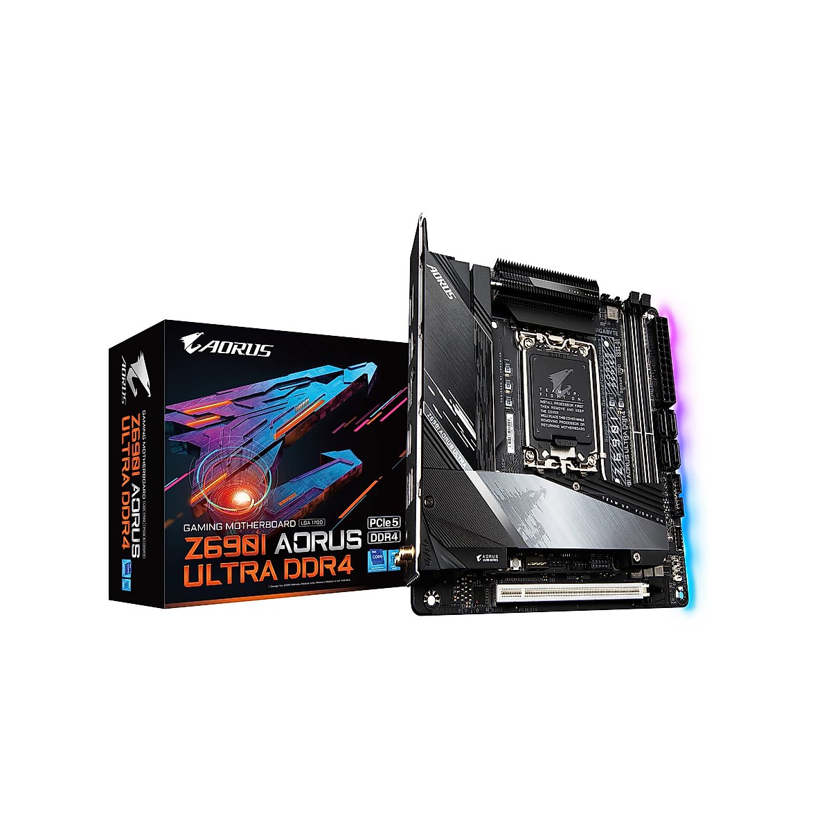 GIGABYTE Z690I AORUS Ultra DDR4 (LGA 1700/ Intel Z690/ Mini-ITX/ DDR4/ Dual M.2/ PCIe 5.0/ USB 3.2 Gen2X2 Type-C/WiFi 6/ Intel 2.5 GbE LAN/Gaming Motherboard)
