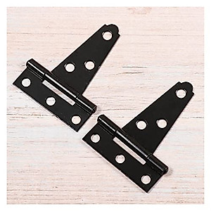 ANNURA Heavy Duty Hinge,Long Strap T Hinge, 2 Piece Hinges 2 Inch T Iron Lightweight Hinges, Wooden Fence Shed Barn Door Black Hinges