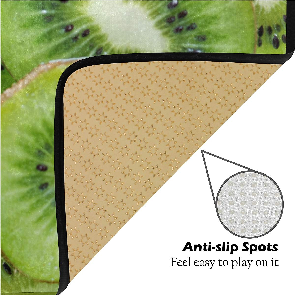 DOMIKING Kitchen Mat Floor Rug - Green Kiwi Fruit Non Slip Kitchen Mats Cushioned Washable Anti-Fatigue Office Chair Mat 20x20in for Home Decoration Bathroom Farmhouse