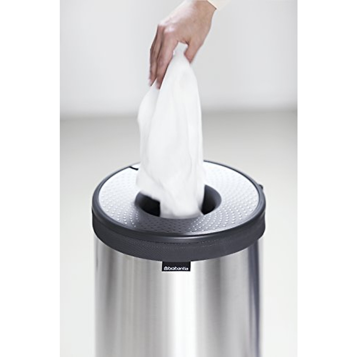 Brabantia Laundry Bin with Black Plastic Lid, 35 L - Matt Steel