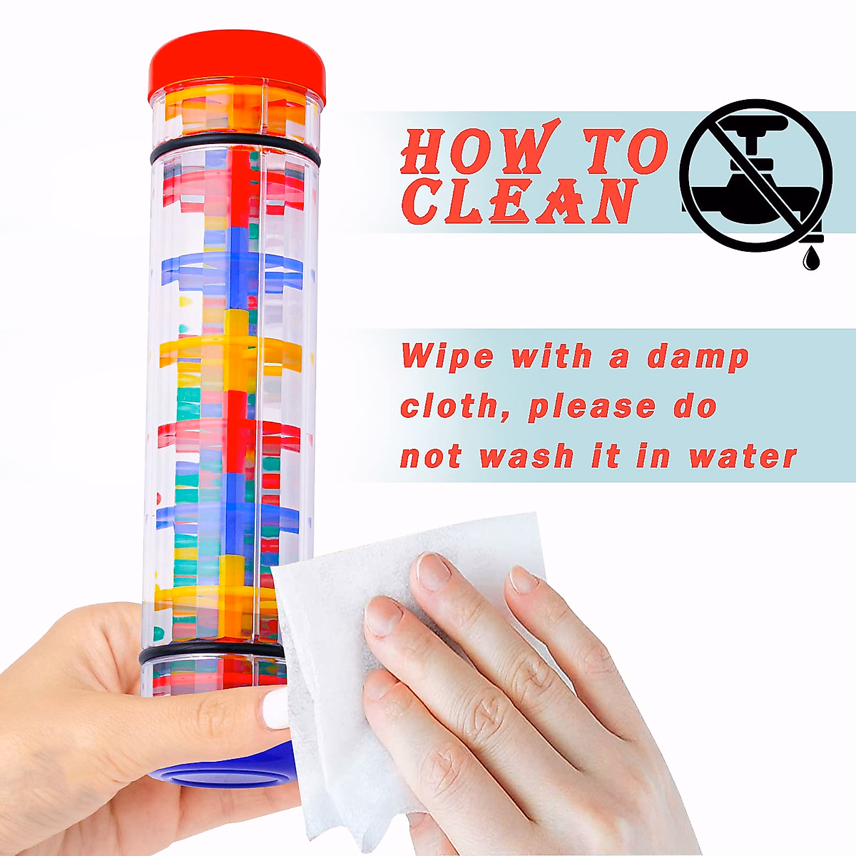 2 Pack Rainmaker Toy, Beaded Raindrops Rainmaker, Rainmaker Stick, Developmental Sensory Shaker, Musical Instrument for Babies,Toddlers and Kids