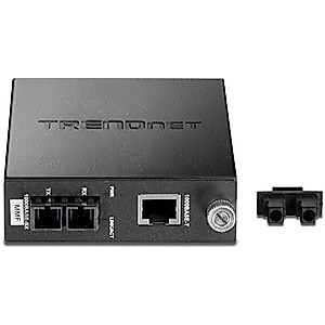TRENDnet Intelligent 1000Base-T to 1000Base-SX Multi-Mode SC Fiber Media Converter, Up to 550M (1800 ft), Fiber to Ethernet Converter, 2Gbps Switching Capacity, Lifetime Protection, Black, TFC-1000MSC