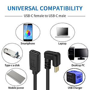 Poyiccot USB C Extension Cable Short, U Shape 180 Degree USB C Extender, 10Gbps 3A USB 3.1 Type C Male to Female Extension Cable for Smartphone, MacBook Pro & USB C Charger, 1ft/30cm