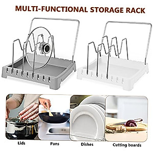 Hoement 2pcs Desktop Storage Rack Desktop Stand Metal Stand Wall Mounted Dish Drying Rack Cutting Board Rack Pan Lid Holder Pot Lid Stand Pan Cover Rest Home Supply Cooking Ladle Holder