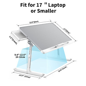 SAIJI Laptop Bed Tray Table, Laptop Computer Lap Desk for Bed, Laptop Bed Desk with Anti-Slip PVC Leather,Adjustable Laptop Stand for Bed Sofa Couch, Bed Trays for Eating Breakfast(Large,Gray)