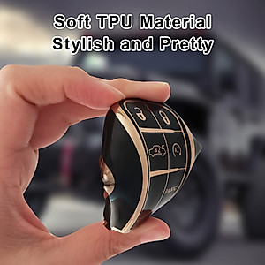 RBOKO for Jeep Key Fob Cover Keychain Soft Full Protection Key Case Shell, Car Accessories for Man,Girls, Women, Compatible with Jeep Smart Key 3 4 5 Buttons Protector(Black)