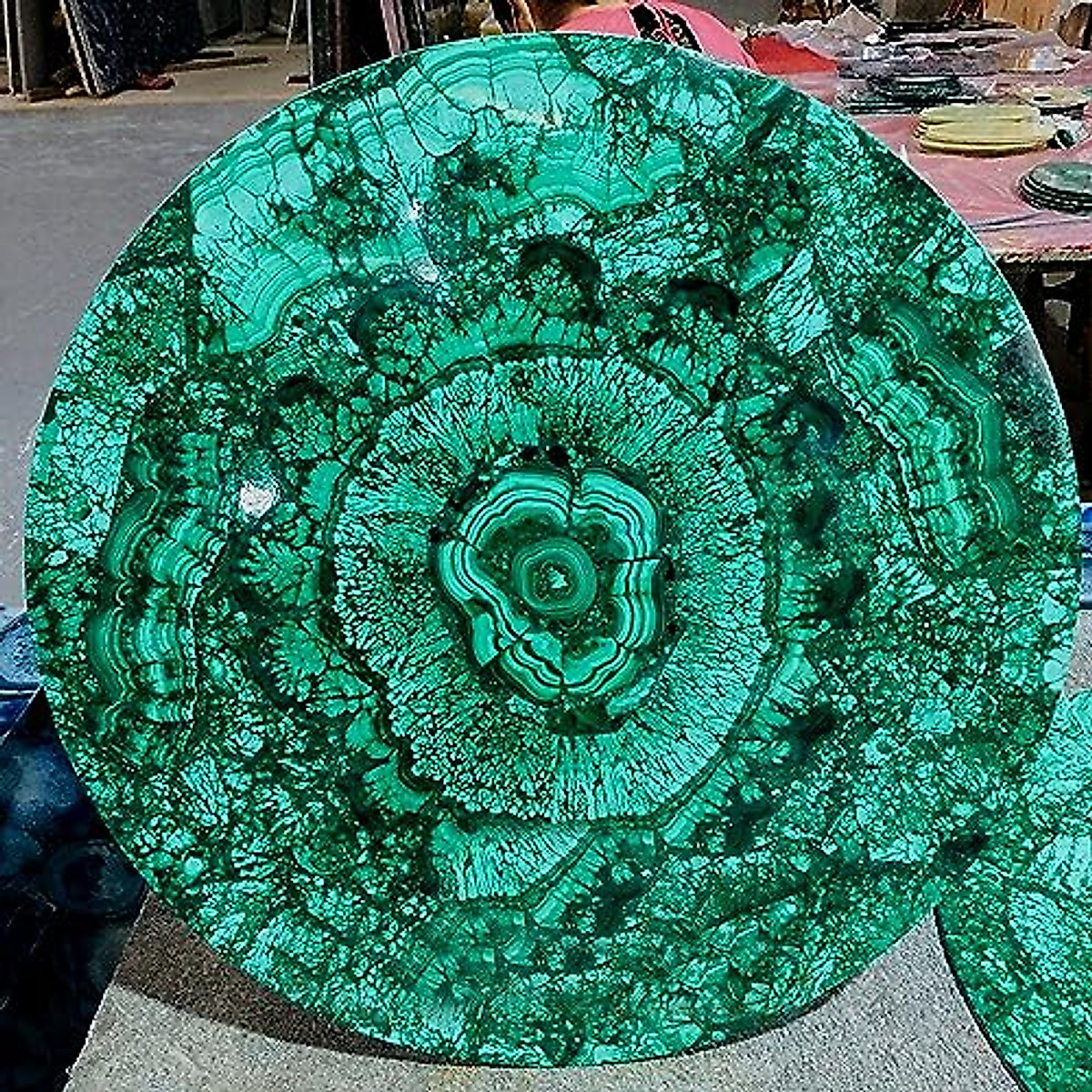 42 x 42 Inches Round Marble Dining Table Top Semi Precious Stone Overlay Work Meeting Table for Office Decor