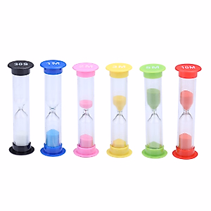 I-MART Plastic Sand Timer Sandglass Hourglass Sand Clock Timer 30 sec, 1 min, 2 mins, 3 mins, 5 mins, 10 mins (Pack of 6)