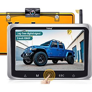 Wireless Backup Camera Easy Install: Touch Button 5 Inch HD 1080P Monitor - No Delay Digital Signal Reverse Cam with Color Night Vision for Car Truck Trailer Hitch - Yakry Y25
