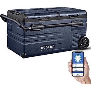 【Upgraded】BODEGACOOLER 12 Volt Car Refrigerator, Portable Freezer, Car Fridge Dual Zone WIFI APP Control, 80 Quart(75L) -4℉-68℉ Cooler, 12/24V DC and 100-240V AC, for Travel, Camping, Outdoor,RV