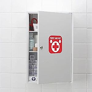 First Aid Kit Sign Glow in The Dark 4 Pack 6"x 6"First Aid Kit Inside Signs Stickers Photoluminescent, Glows for Up to 8 Hours