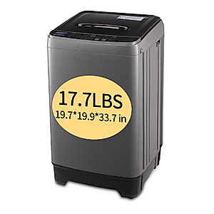 Krib Bling 17.7 lbs Full-Automatic Washing Machine with LED Display, Portable Compact Laundry Washer with Drain Pump, 10 Wash Programs 8 Water Levels, Grey