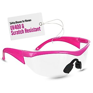 Safety Girl Navigator Safety Glasses | Safety Glasses for Women | Safety Glasses with Navigator | Anti-Scratch Glass | Pink Clear