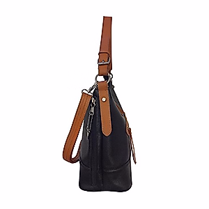 Roma Leathers Gun Concealment Bag - Cowhide Leather - Black/Light Brown