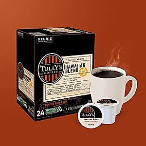 Tully's Coffee Hawaiian Blend Keurig Single-Serve K-Cup Pods, Medium Roast Coffee, 96 Count (4 Packs of 24)