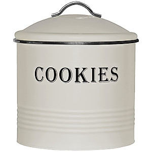 Blue Donuts Vintage Cookie Jar - Cookie Jars for Kitchen Counter, Airtight Jar Cookie Containers, Ivory Cookie Tin, Cookie Tins with Lids for Gift Giving, Large Cookie Jar