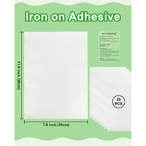 PLANTIONAL Double Sided Iron On 20 PCS Medium Weight A4 Size Press-on Patch Heat Melt Fabric Glue Sheet Permanent Fusible Adhesive Sheets