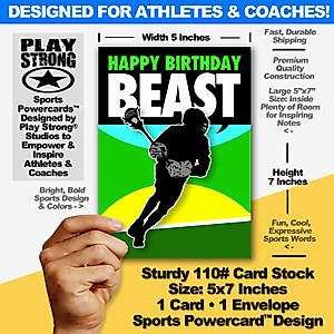 Play Strong Lacrosse Beast Birthday Card 1-Pack (5x7) Lacrosse Sports Birthday Cards Greeting Cards - Awesome for Lacrosse Players, Coaches and Fans Birthdays, Gifts and Parties!