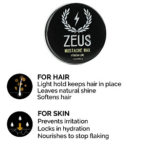 ZEUS Mustache Wax & Folding Mustache Comb Grooming Set for Men – Folding Mustache Comb & Natural Mustache Wax to Tame, Nourish Facial Hair