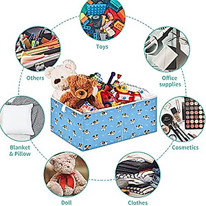 visesunny Closet Baskets Cartoon Dog and Bone Storage Bins Fabric Baskets for Organizing Shelves Foldable Storage Cube Bins for Clothes, Toys, Baby Toiletry, Office Supply