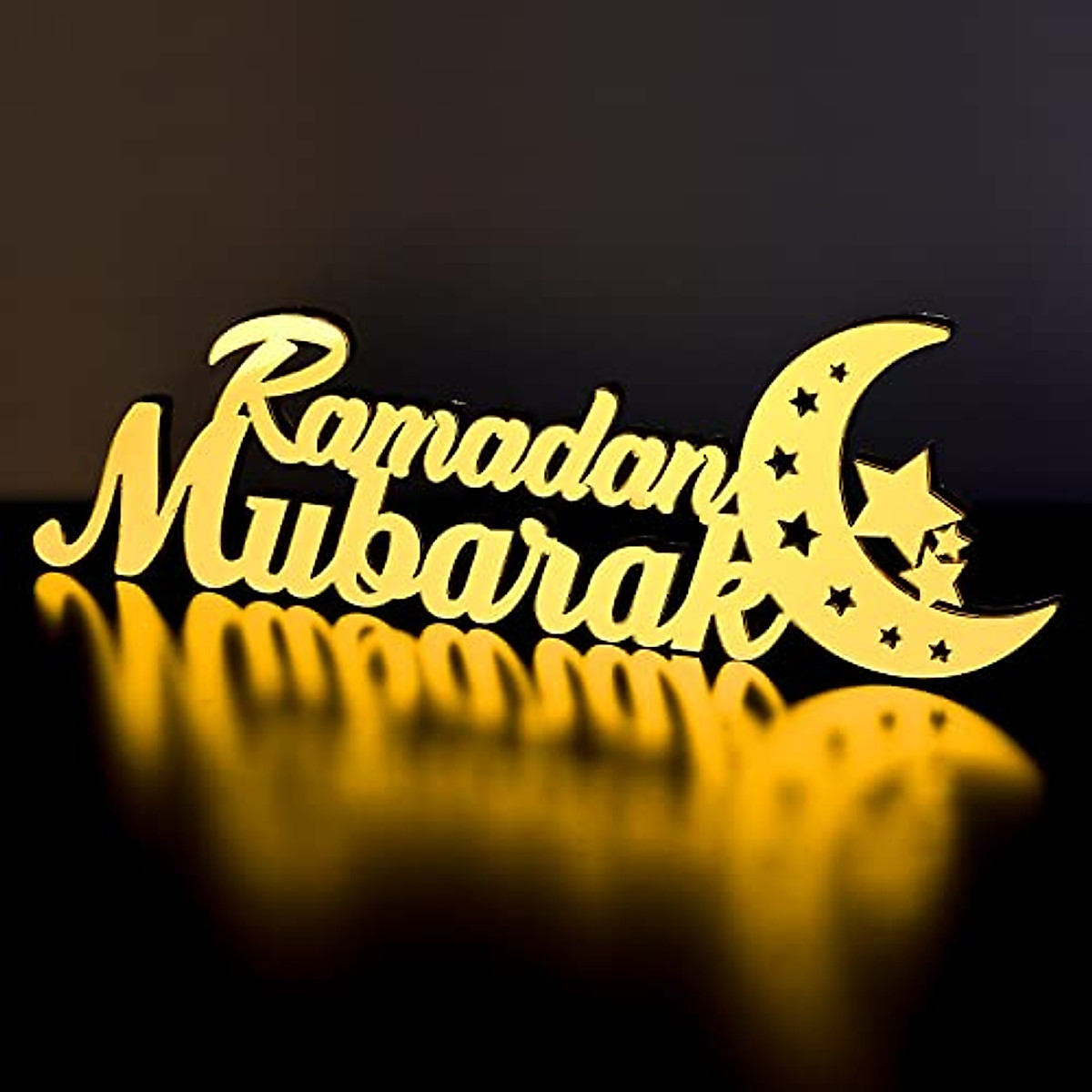 Islamic Tabletop Decors Ramadan Mubarak Sign Ramadan Kareem Sign Eid Decoration Islamic Home Decor Ramadan Gifts Wooden Letter Ramadan Table sign Eid Mubarak Tabletop decor for Desk (Ramadan Mubarak)