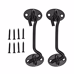 LEVINE 2PCS 4 Inch Latch Black Heavy Duty Solid Stainless Steel Gate Latch for Wooden Fences or Metal Gates,Safety Sliding Barn Door,Shed(4 Inch,Black)