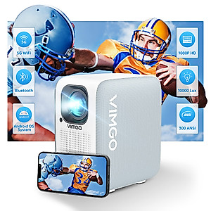 Projector with WiFi and Bluetooth, Native 1080P Portable Projector 4K Supported 120" Display for Home Outdoor, LED Smart Movie Projector Compatible with iOS/Android/PS5/TV Stick/Xbox