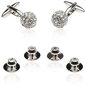 Cuff-Daddy Crystal Ball Cufflinks Studs with Presentation Box