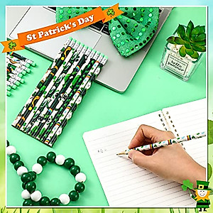 Zubebe 600 Pieces St Patrick's Day Pencils with Eraser Wood Shamrock Pencils Lucky Shamrock School Pencils Green Pencils for St Patrick's Day Party Kids Awards Holiday School Supplies