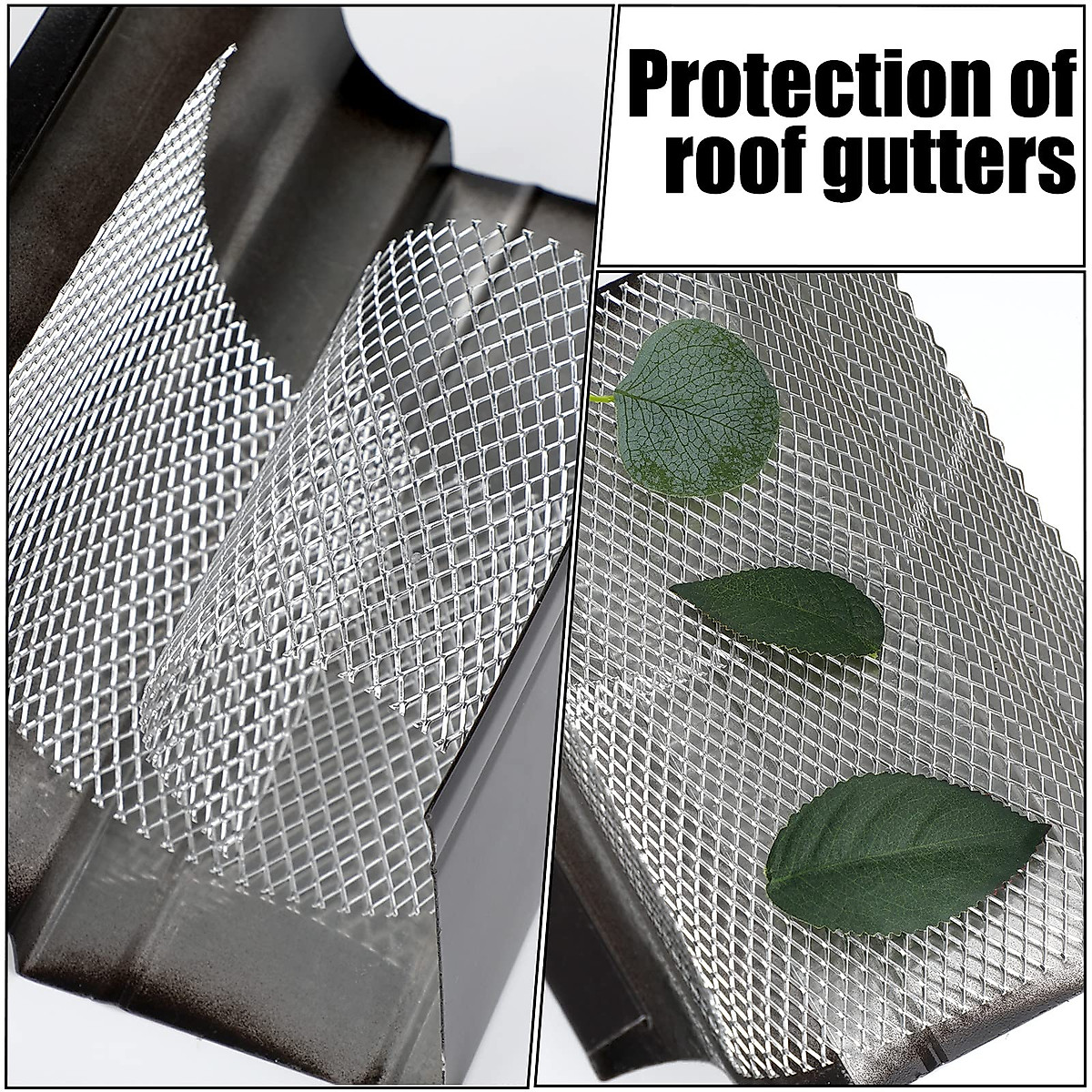 Gutter Guard Mesh 5 Inch x 20 Feet Aluminum Gutter Guard from Leaves Gutter Covers Screen Leaf Gutter Guard Protection for DIY Cutting Leaf Rain Gutter Guards, Silver
