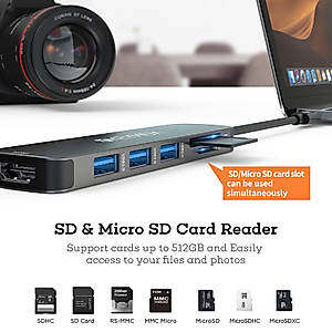 KEYMOX USB C Hub HDMI, MacBook Pro Multiport Adapter USB C Dongle, 4K USB-C to HDMI, 3 USB 3.0 Ports and SD/TF Cards Reader for MacBook Air Pro ChromeBook Pixel Matebook XPS (AZDS283)