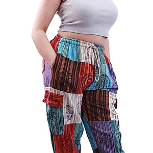 Handmade Om Pants Patchwork Pants Unisex Multisize Himalayan Bohemian Trousers (as1, Alpha, m, Regular, Regular) Multicolor