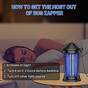Bug Zapper Outdoor, 4000V 5ft Cord Mosquito Killer Lantern, Attracts Gnats, Flies, Mosquitoes & Flying Insects, Waterproof Attractant Trap for Indoor & Outdoor - Backyard, Patio, Deck, Garden, Camping