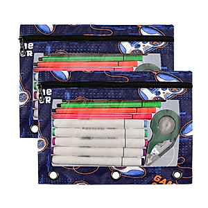 WIFIU Joystick Gamepads Pattern Pencil Pouch for 3 Ring Binder Pockets Clear Window Pencil Bag with Smooth Zipper Game Controller Pencil Case for Organization Office Supplies Cosmetics 2 Pack