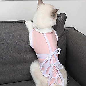 URROMA 1 PC Cat Soft Recovery Suit, Cat Sterilization Bandage Suit Cat Surgery E-Collar Alternative Recovery Protective Shirt Surgery Pets Clothing Pajamas, M
