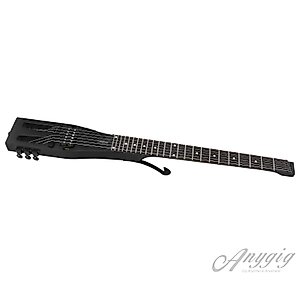 Anygig Electric Guitar Practice Portable Travel 82CM 1.6KG Black Matte 25.5" Full Scale with Gigbag Left Handed