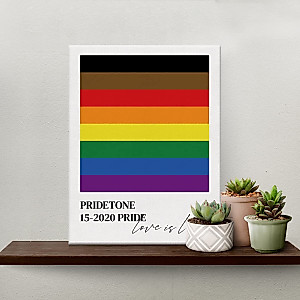 Rainbow Pride Canvas Wall Art Poster Print Gift, Colorful Pride Love is Love Canvas Painting Picture Ready to Hang Home Bedroom Living Room Decor (11.5" x 15")