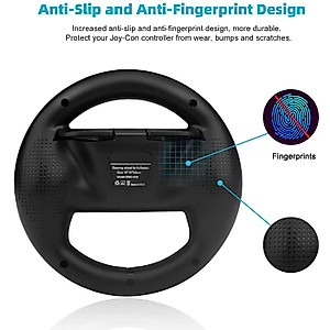 EIMGO 2 x Steering Wheels for Nintendo Switch & OLED Joy-Con Racing Game Controller Attachments Handle Grips Set (round, White+Black)