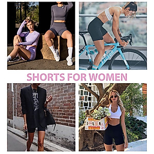 CAMPSNAIL 4 Pack Biker Shorts Women – 5"/8" High Waist Tummy Control Workout Gym Yoga Running Compression Shorts with Pockets