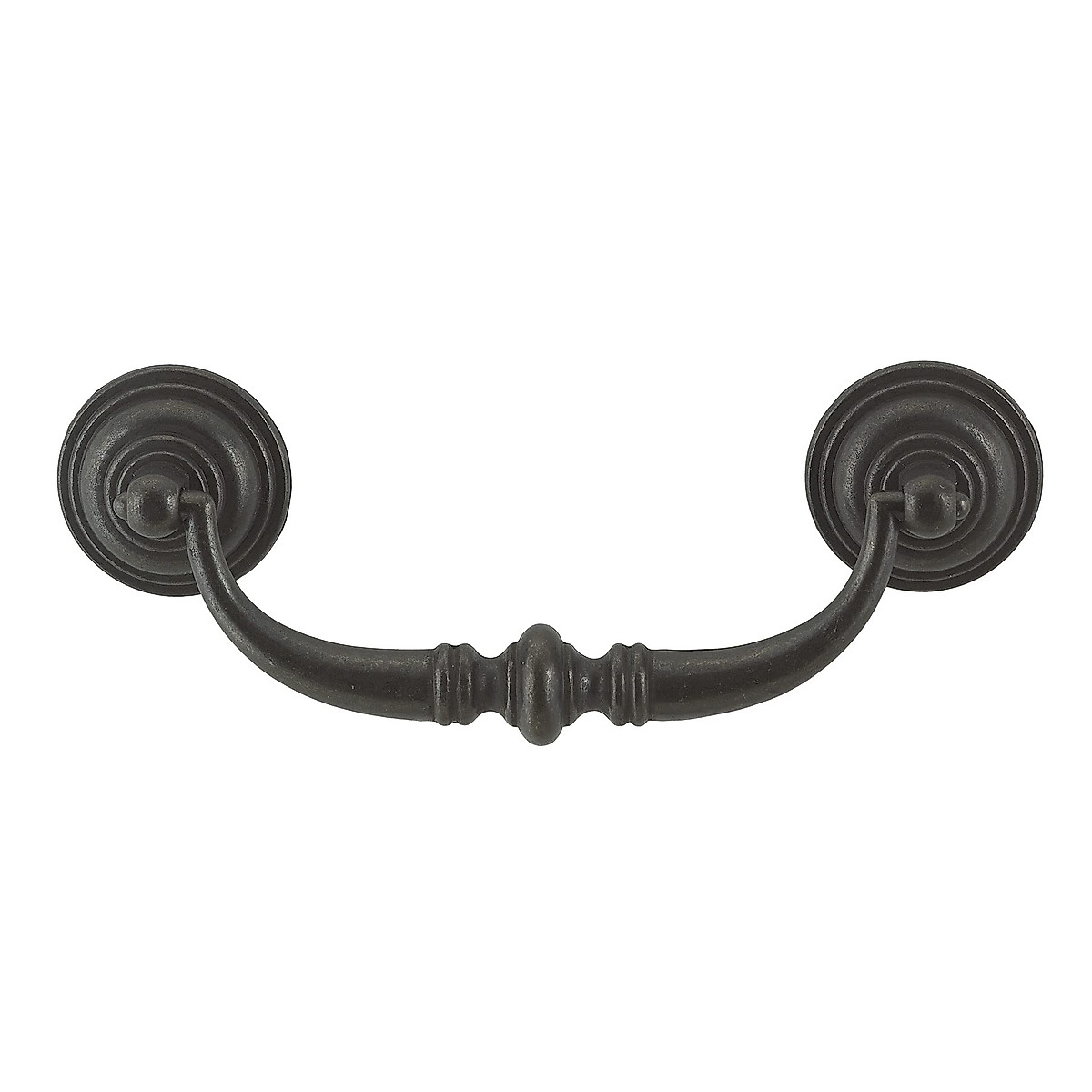 Richelieu Hardware BP30214909 4 1/4-inch (108 mm) Center-to-Center Matte Black Iron Traditional Cabinet and Drawer Pull Handle for Kitchen, Bathroom, and Furniture