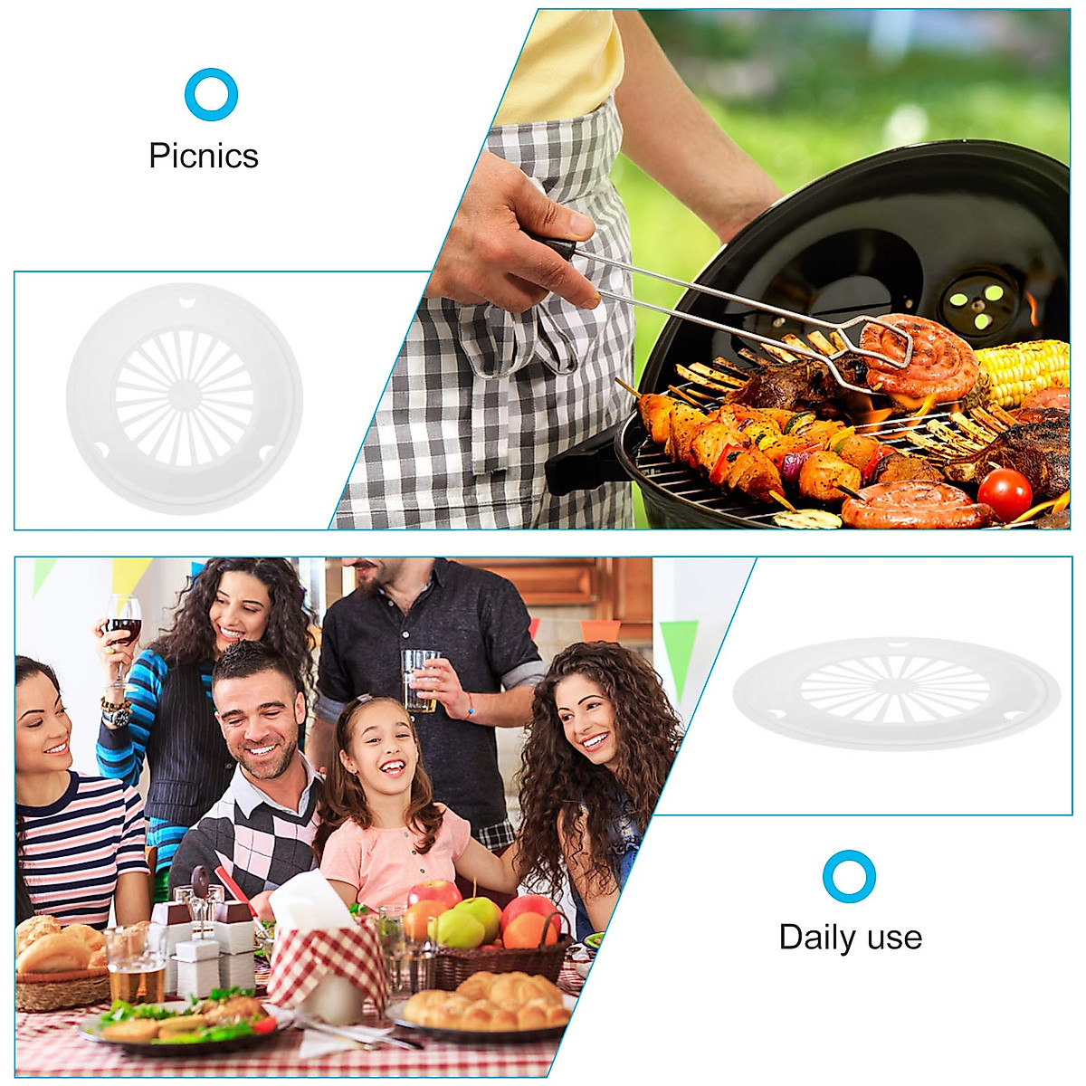 Hemoton 10pcs Grill Plate Food Service Tray Reusable Paper Plate Countertop Fruit Basket Plastic Tableware Tray Cutlery Tray Plastic Pallet Picnic Supplies Oval Salad Plate White Travel
