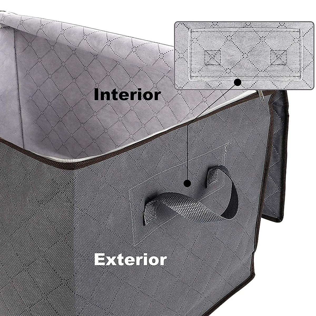 BellaCasa 90L Large Storage Bags, 6 Pack Clothes Storage Bags, Foldable Closet Organizer Storage with Durable Handle and Zipper Organization and Storage with Lids and Handle for Closet, Clothes, Grey