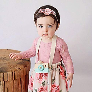 DELEBAO Baby Girl Flower Headbands Set 3pcs Elastic Hairbands Floral Crown Wraps for Newborn Infant Toddler Hair Accessories