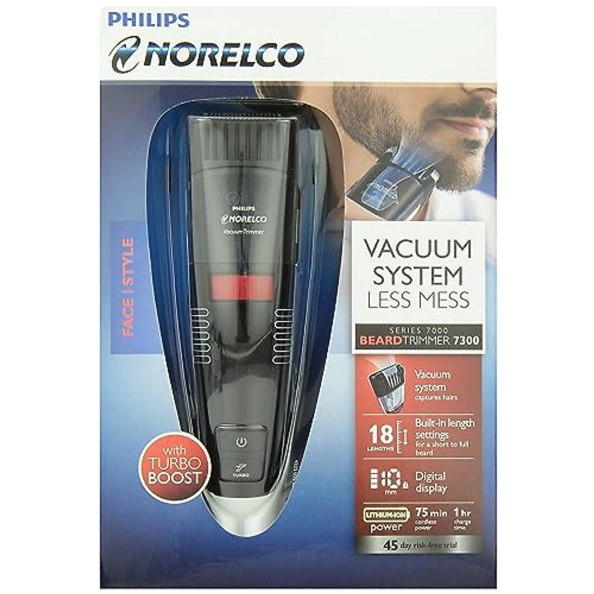 Philips Norelco BeardTrimmer 7300, vacuum trimmer with adjustable length settings (Model # QT4070/41)