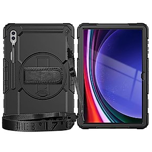 Stand Tablet Cover Compatible with Samsung Galaxy Tab S9 Ultra 14.6 Inch 2023 (SM-X910/X916B/X918U) Heavy Duty Shockproof TPU Case,Protective Cover W Screen Protector 380 Swivel Kickstand+Hand Strap+S