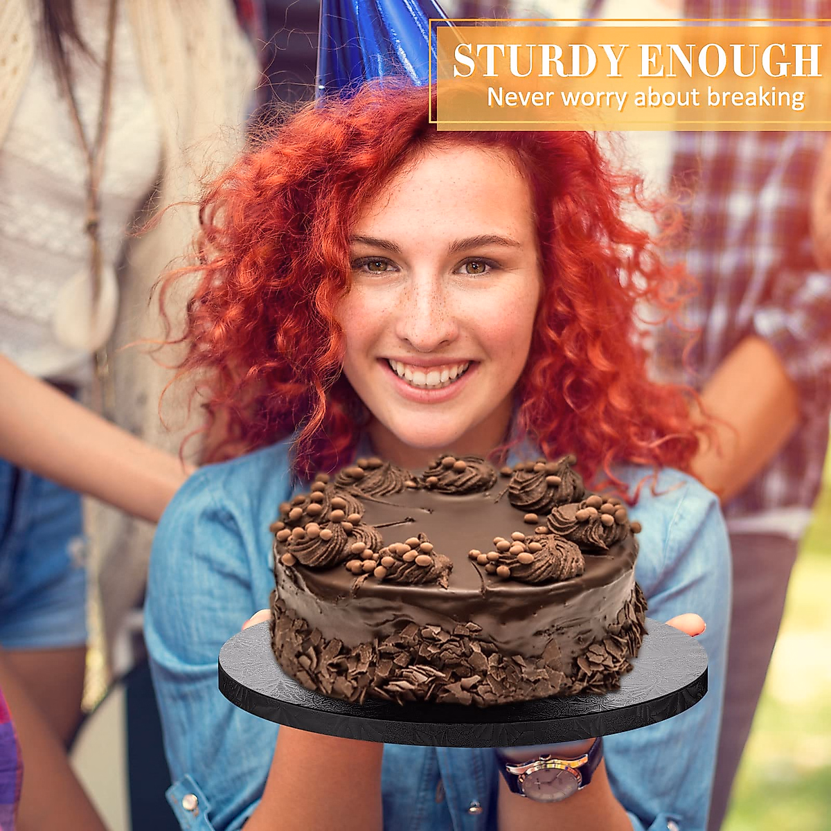 24 Pcs 10 Inch Round Cake Drums Wedding Cake Boards 1/2 Inch Thick Cake Rounds Cake Base Round Cake Circles Smooth Edge, Black, Gold, Silver, and White