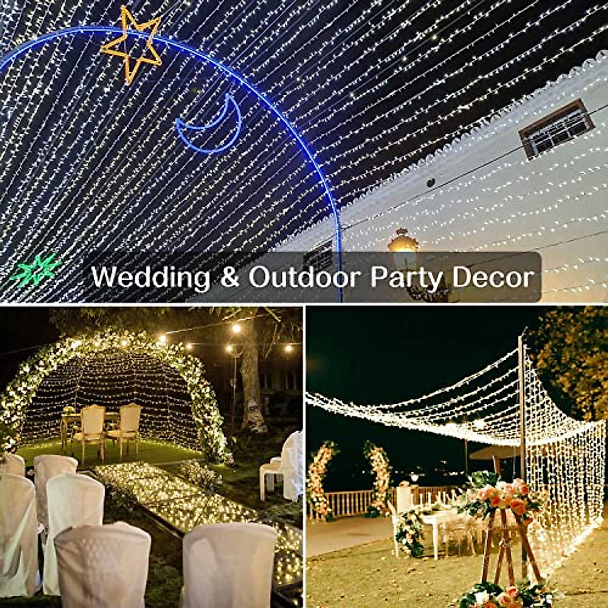 ZHOUDUIDUI Christmas Lights Outdoor, 800LED 330FT Warm White String Lights, 8 Mode Plug in Waterproof Decor Twinkle Lights for Bedroom Xmas Thanksgiving Wedding Party Garden Yard Tree Decoration