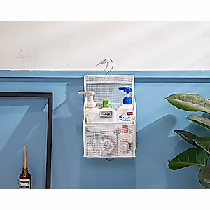 Jelier Hanging Mesh Shower Caddy,Bath Storage Basket Organizer for Camping,Cruising,Gym,College,RV (White)